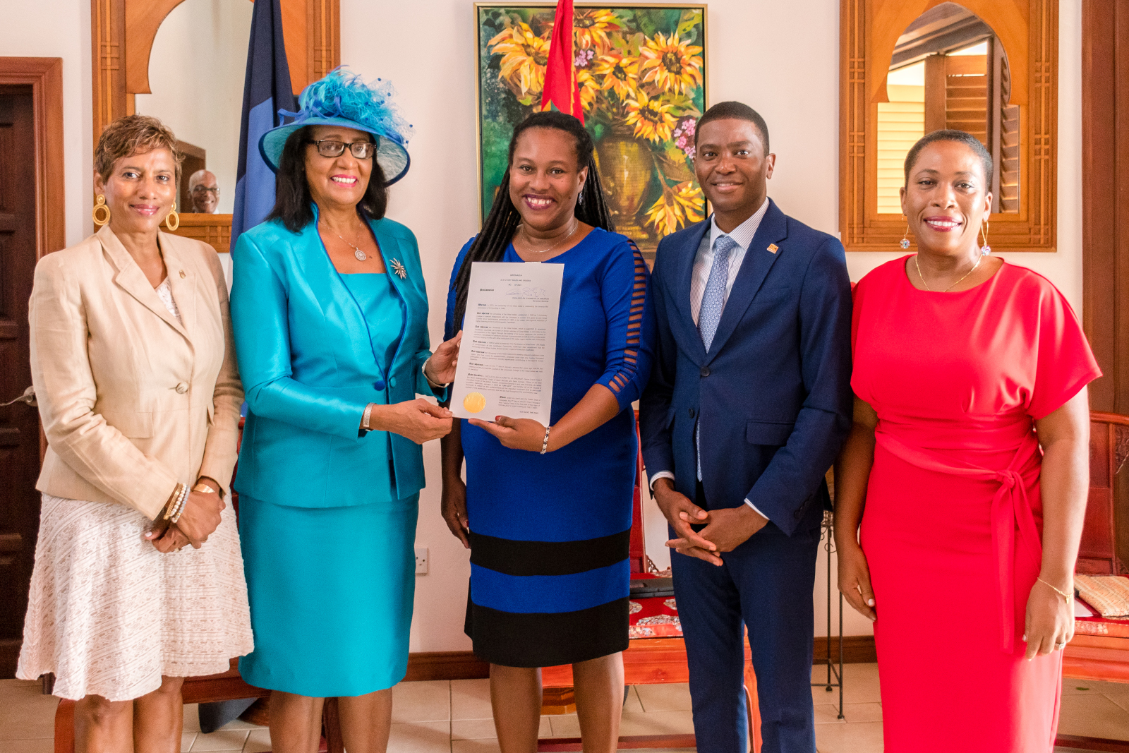 Grenada - Her Excellency Dame Cecile La Grenade, alongside PM Dickon Mitchell, Ambassador ...